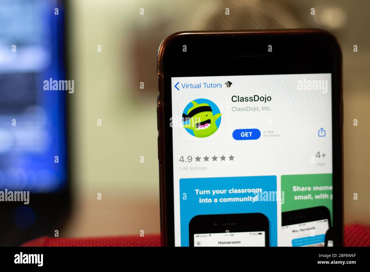 Los Angeles, California, USA - 16 April 2020: ClassDojo logo on screen ...