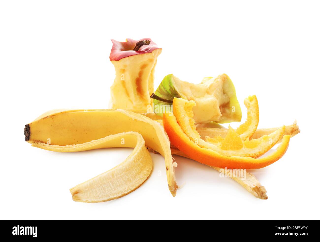 Organic garbage on white background. Recycling concept Stock Photo - Alamy