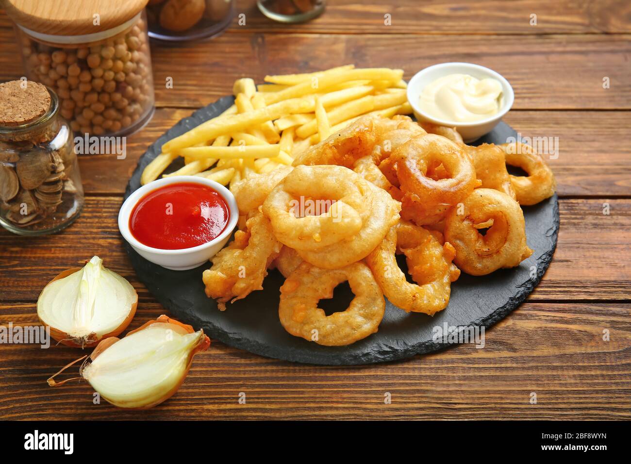 Onion rings french fries hi-res stock photography and images - Alamy