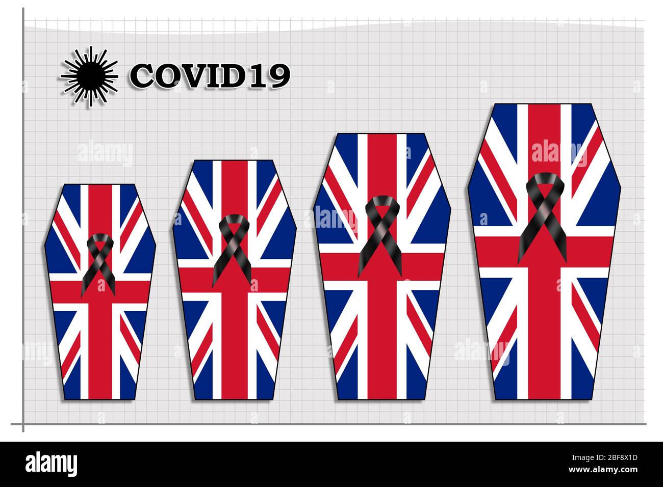 Graphic showing rising death toll victims by Covid19 in the UK Stock ...