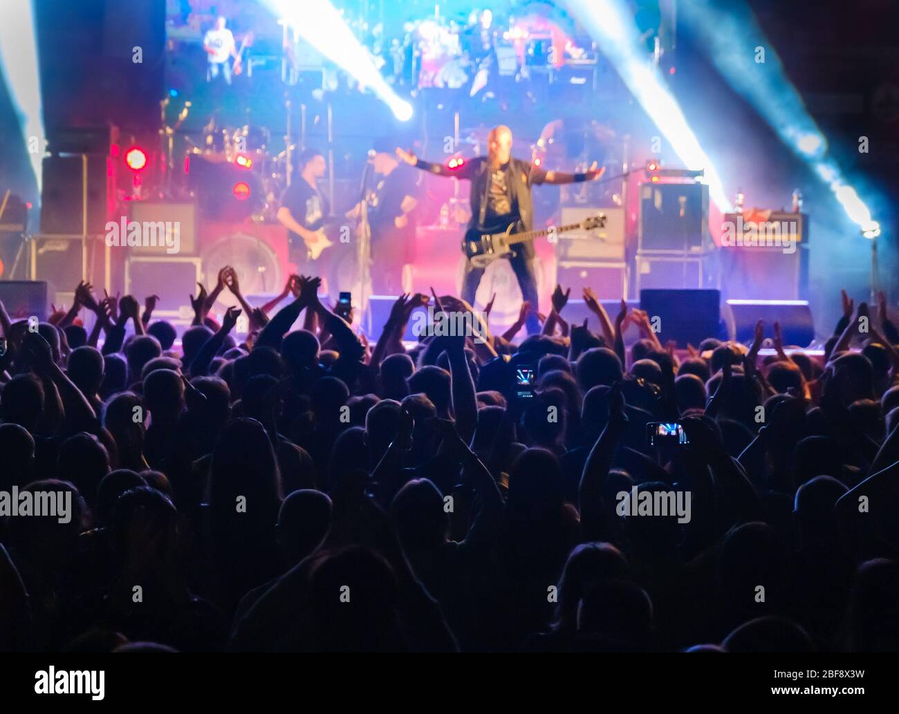 Fans at live rock music concert cheering Stock Photo - Alamy