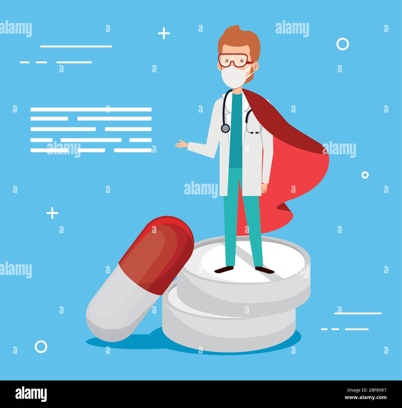 super doctor male with hero cloak and medicine Stock Vector Image & Art ...