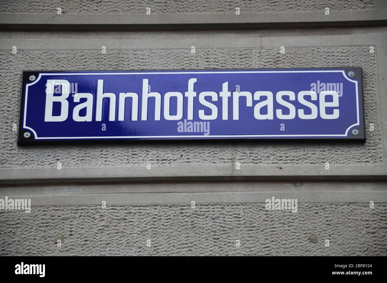 Street sign : Bahnhofstrasse in Zurich - Switzerland Stock Photo - Alamy