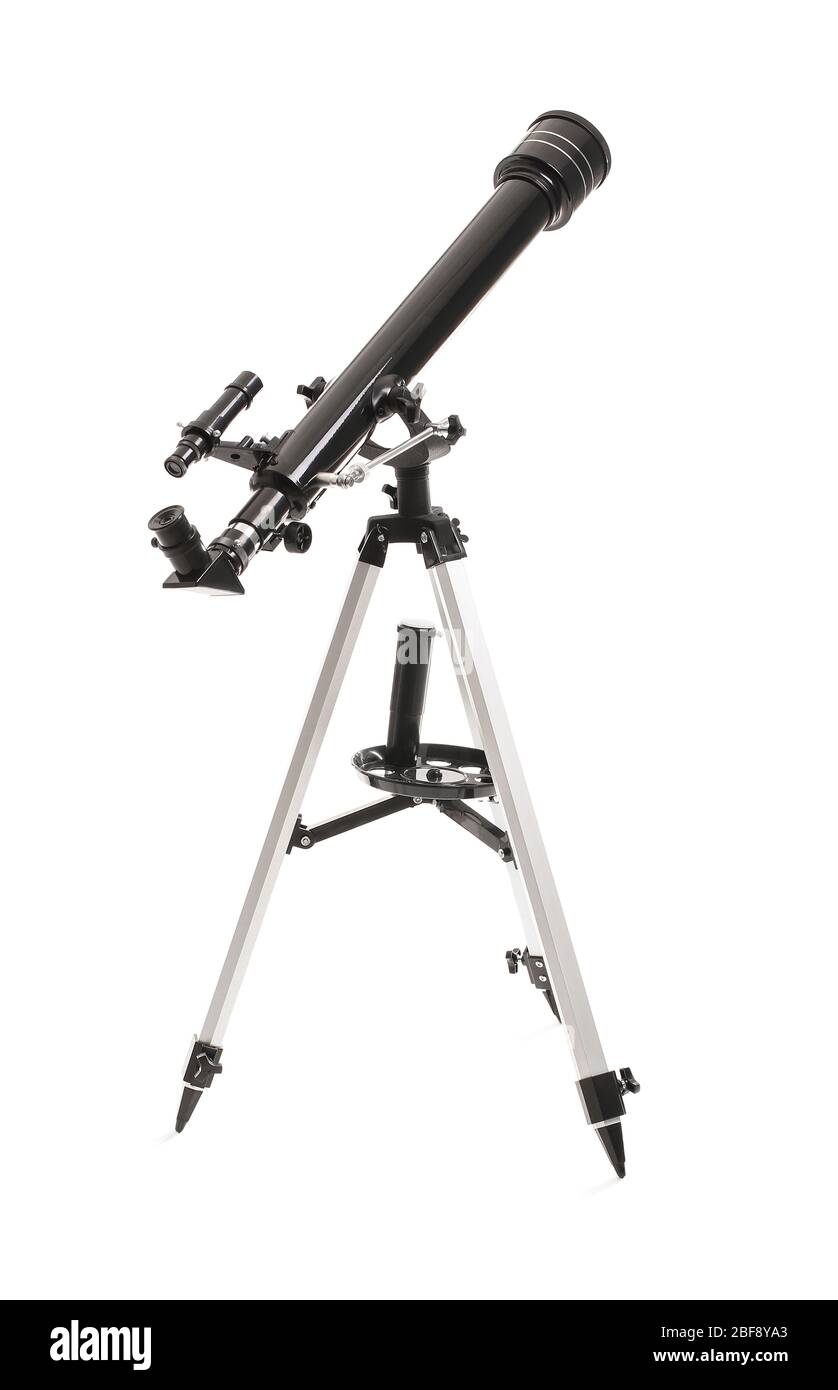 Modern telescope on white background Stock Photo - Alamy
