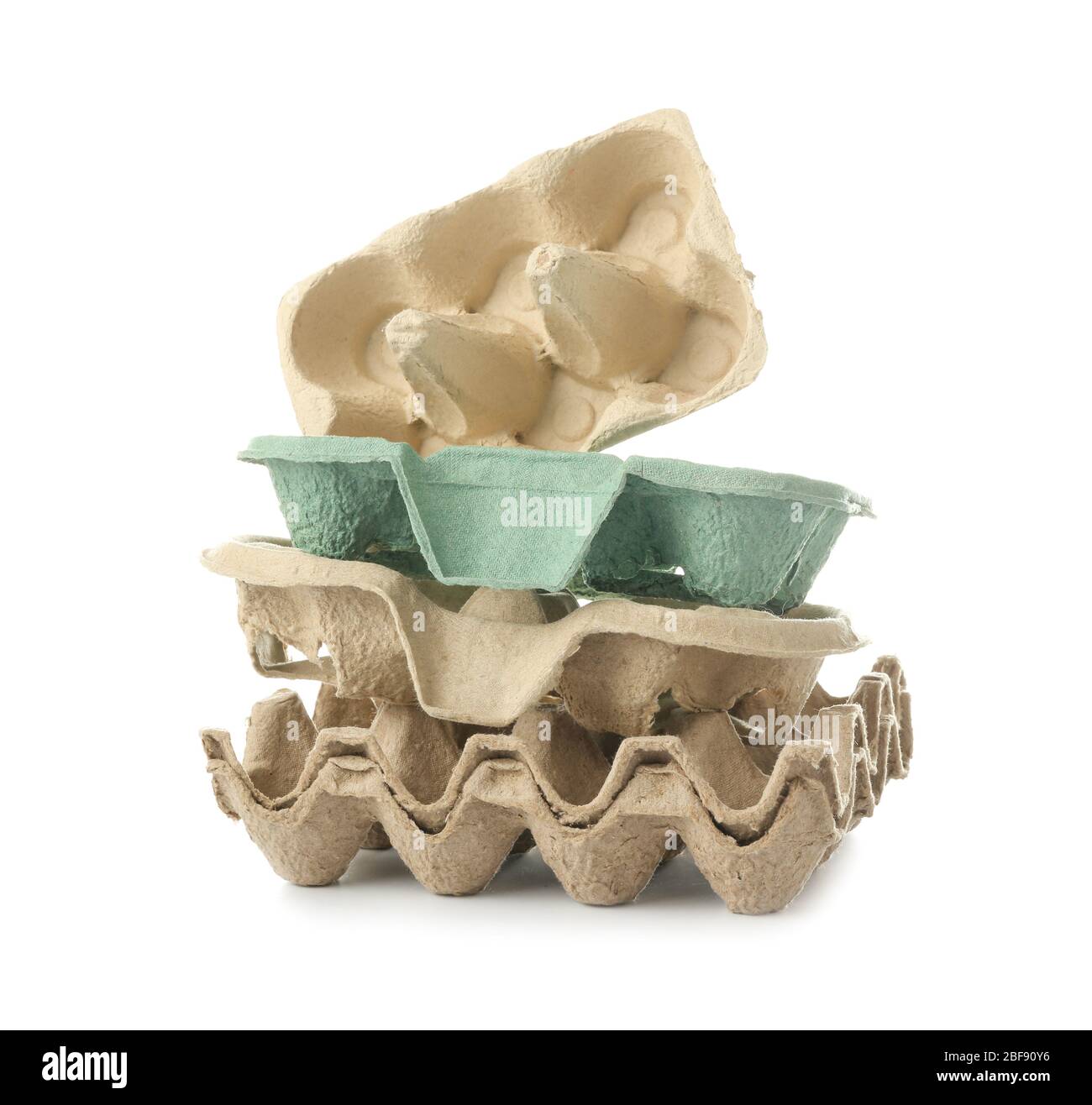 Cardboard boxes for eggs on white background. Recycling concept Stock ...