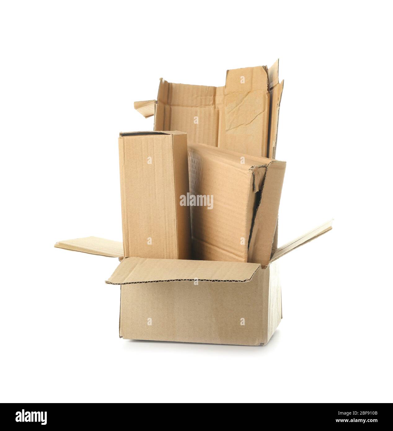 Cardboard boxes on white background. Recycling concept Stock Photo - Alamy