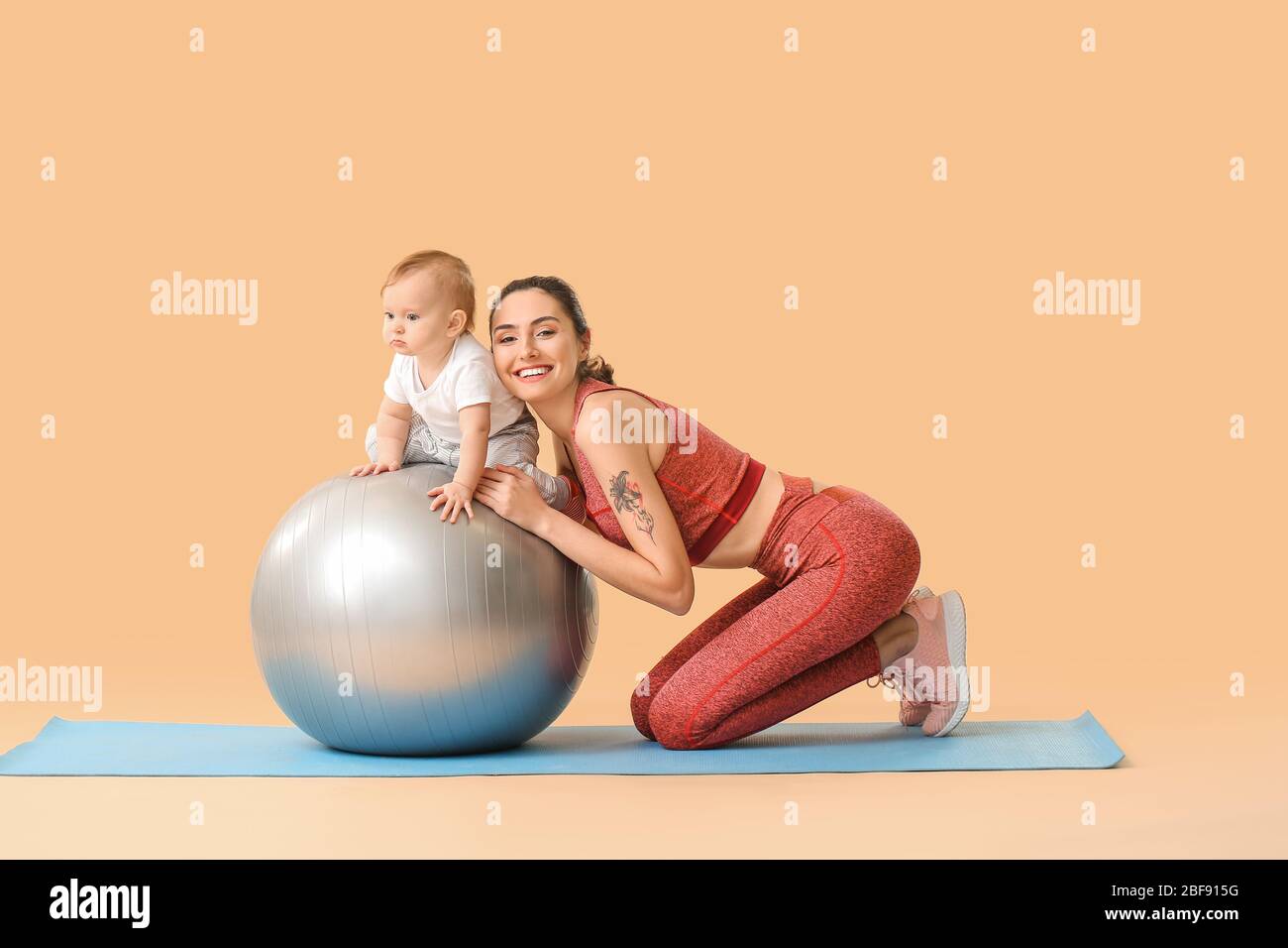 Cute baby doing exercises ball hi-res stock photography and images - Alamy