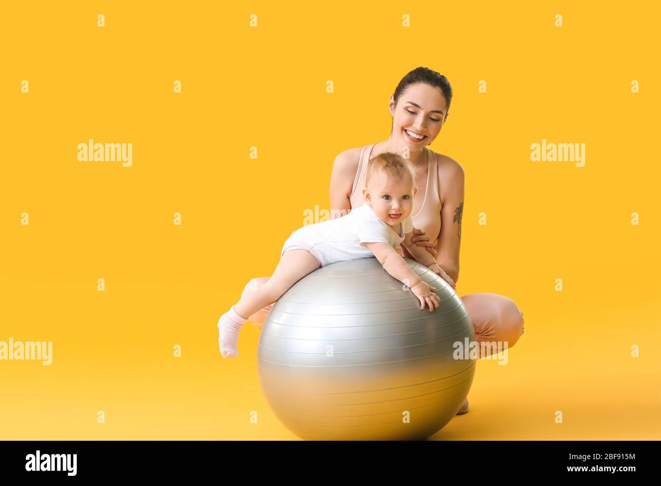 Cute baby doing exercises ball hi-res stock photography and images - Alamy