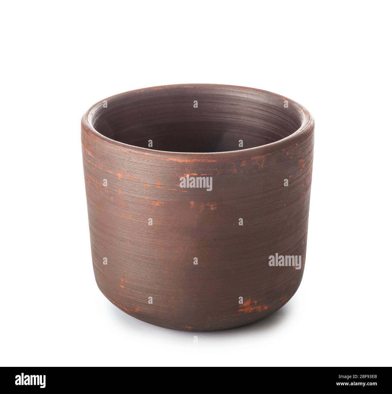 Empty ceramic pot on white background Stock Photo - Alamy