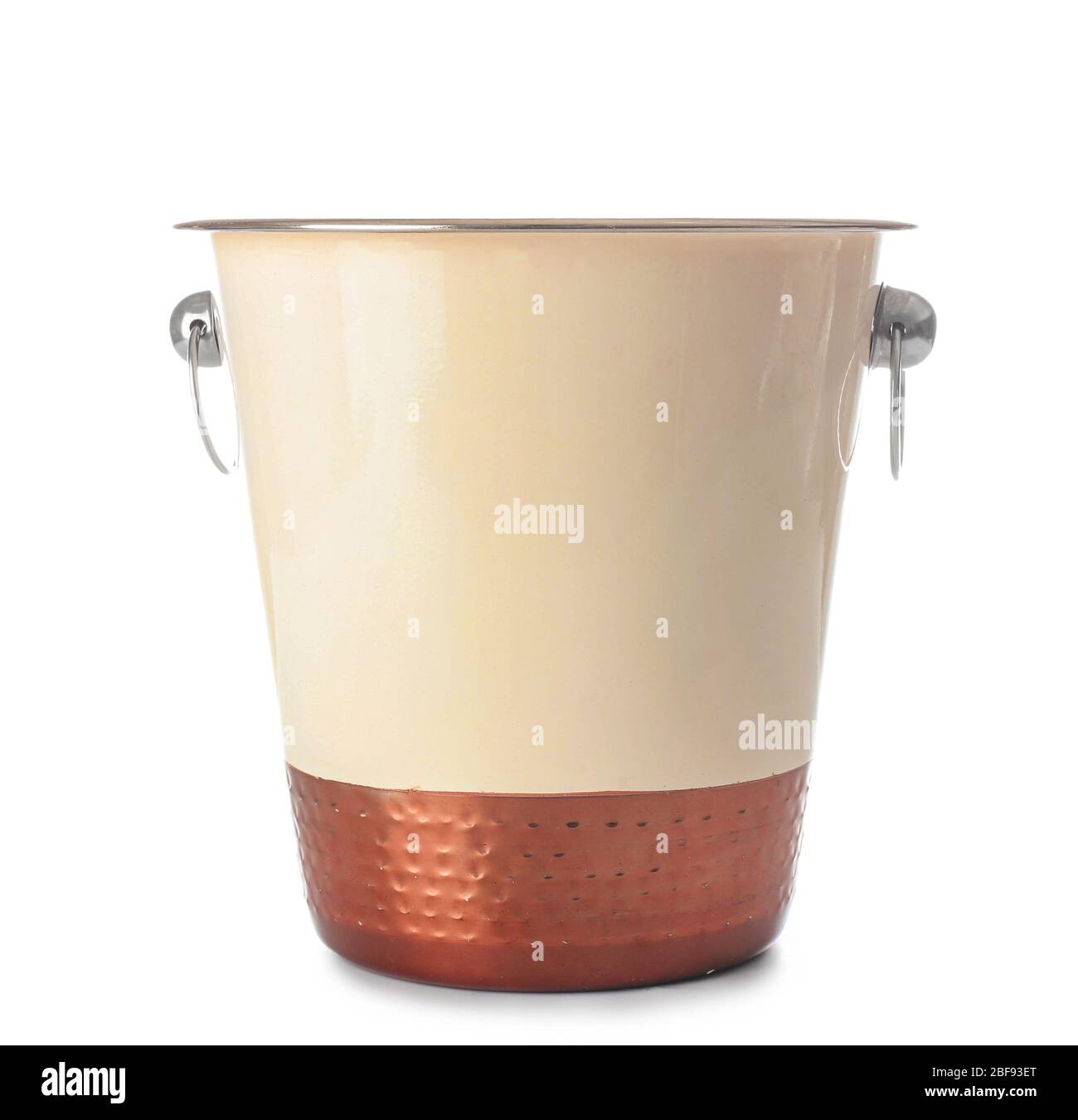 Empty bucket for champagne on white background Stock Photo - Alamy
