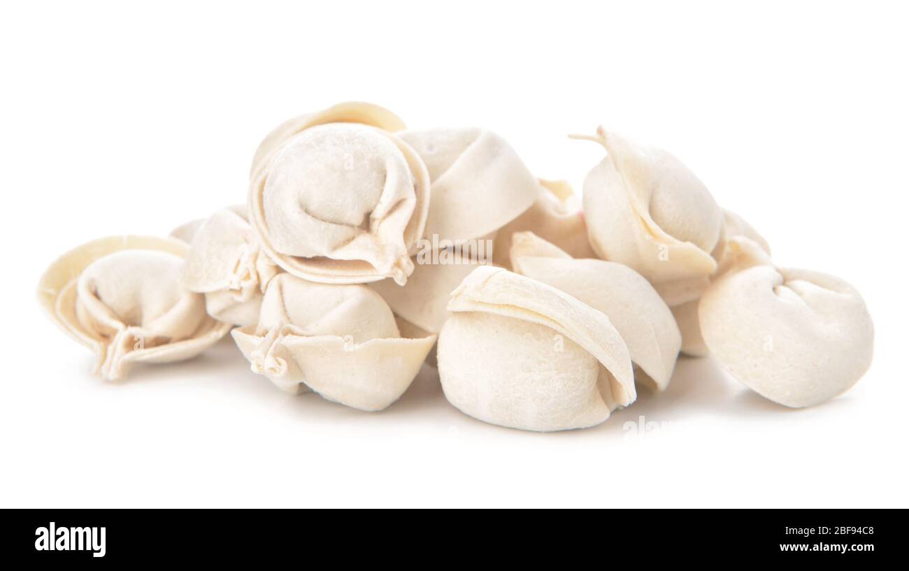 Raw fresh dumplings on white background Stock Photo - Alamy