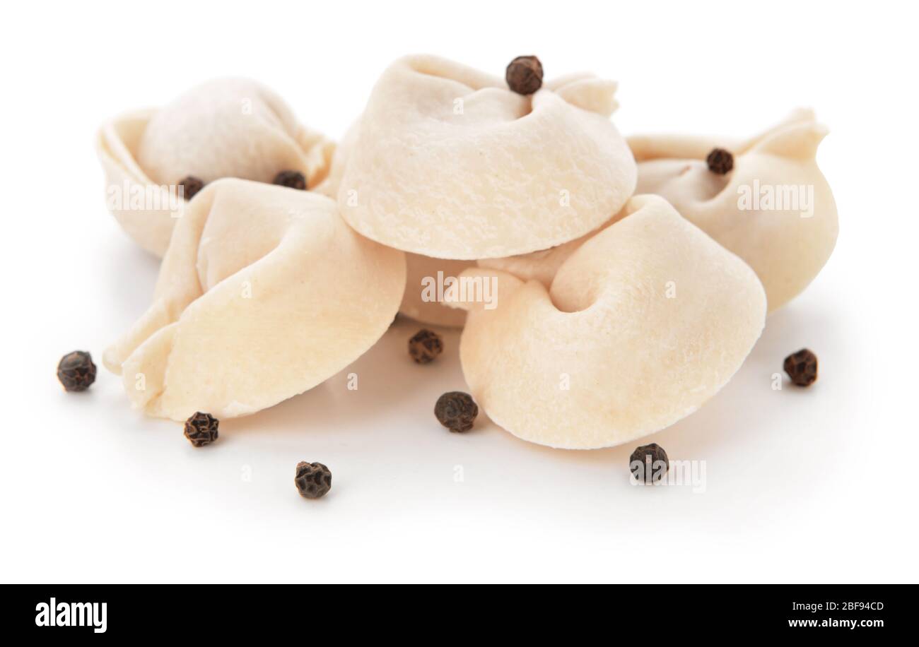Raw fresh dumplings on white background Stock Photo - Alamy