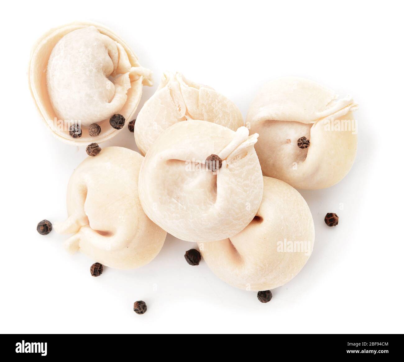 Raw fresh dumplings on white background Stock Photo - Alamy