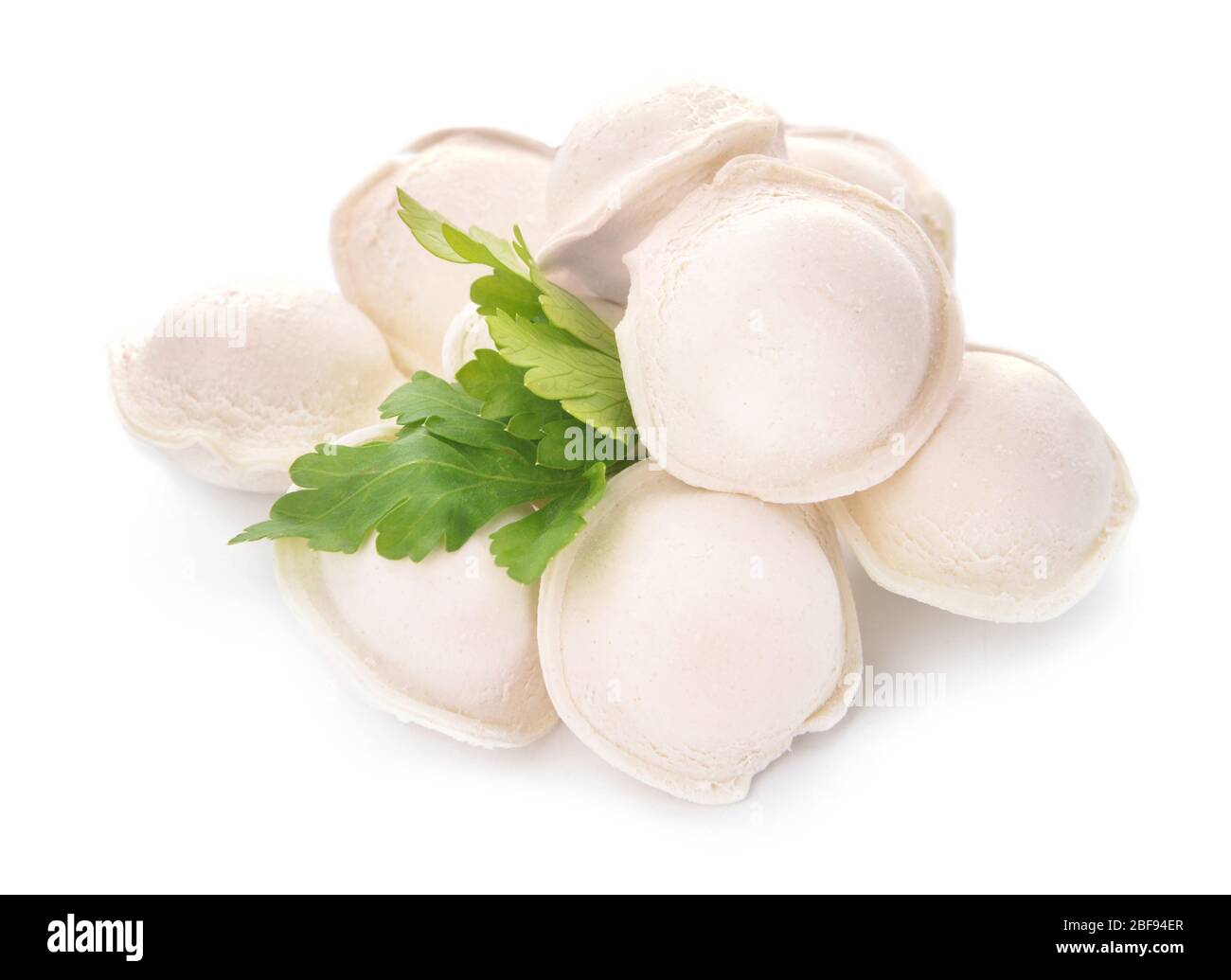 Raw fresh dumplings on white background Stock Photo - Alamy