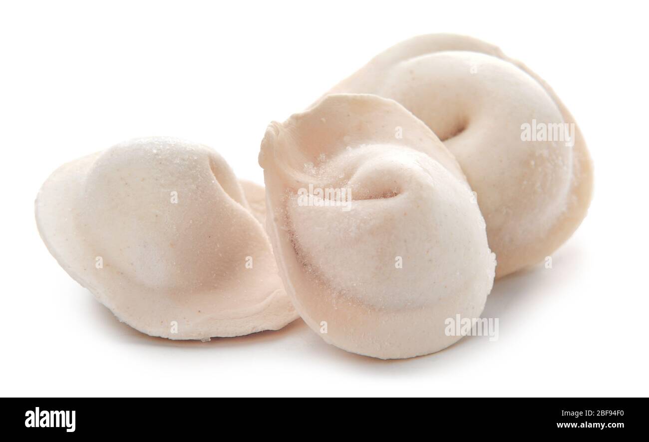 Raw fresh dumplings on white background Stock Photo - Alamy