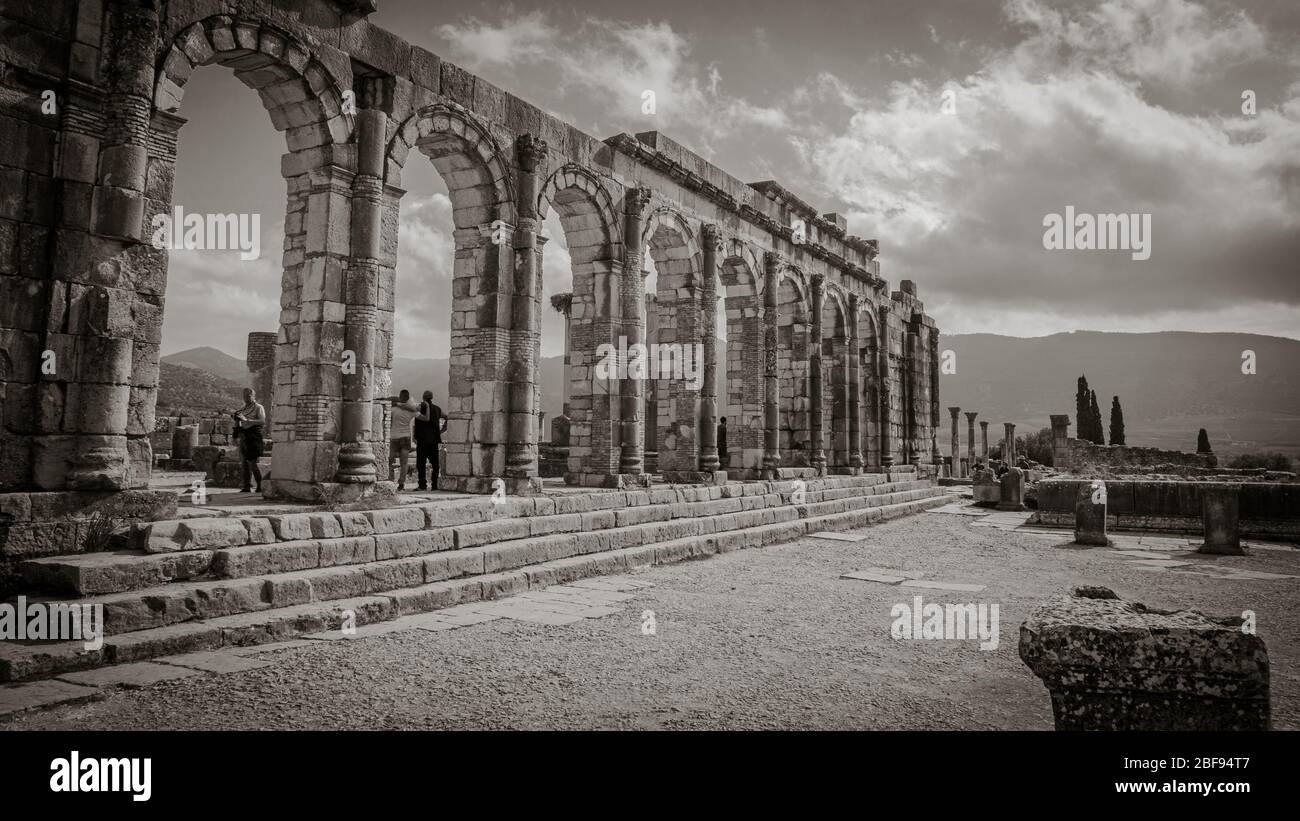 Old Roman ruins in Volubilis Stock Photo - Alamy