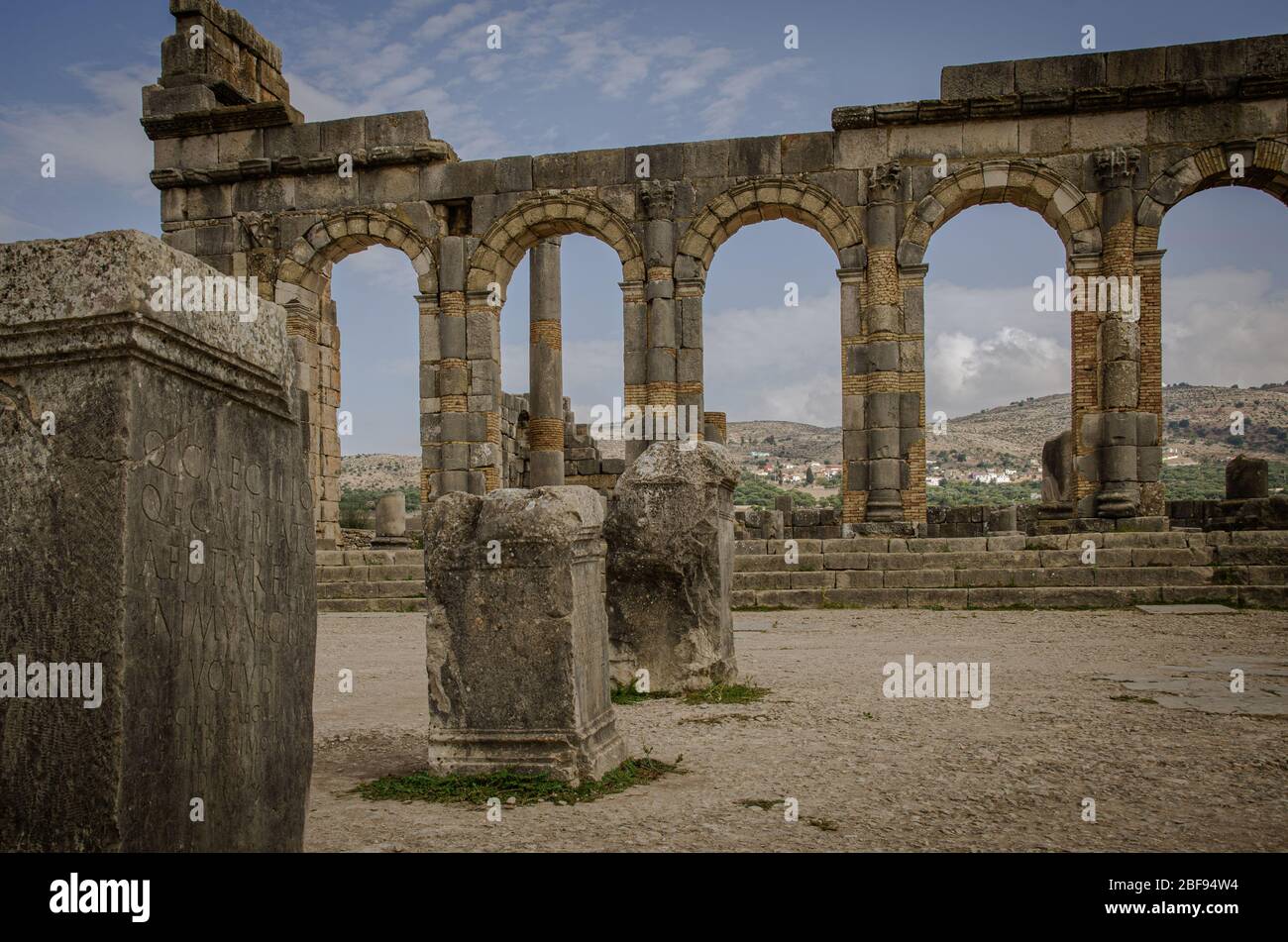 Old Roman ruins in Volubilis Stock Photo - Alamy