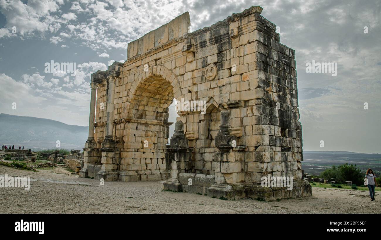 Old Roman ruins in Volubilis Stock Photo - Alamy