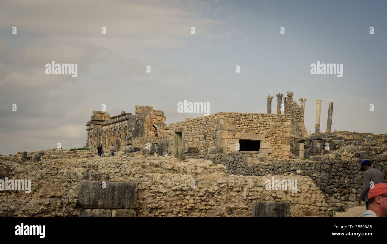 Old Roman ruins in Volubilis Stock Photo - Alamy
