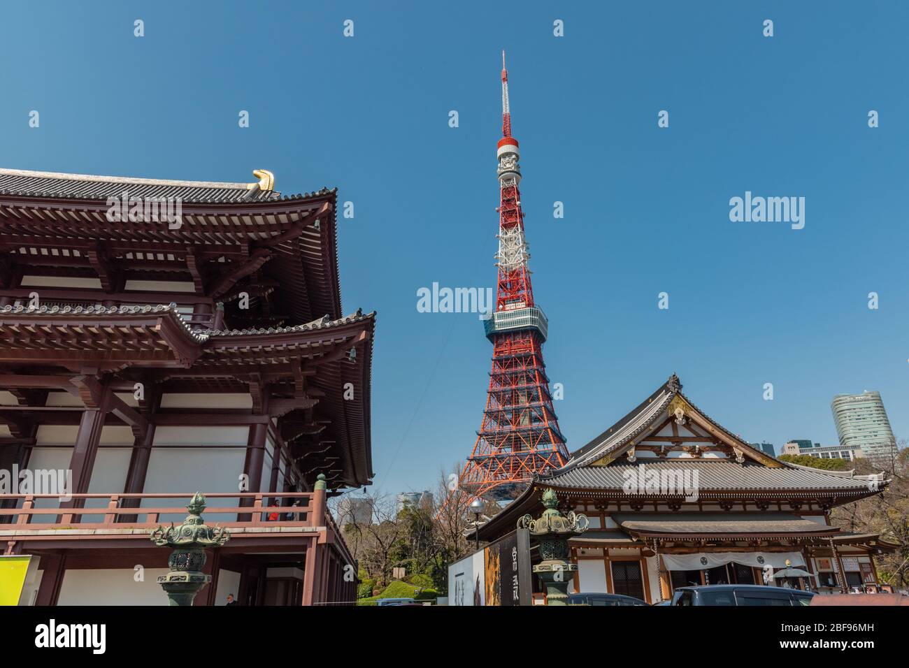 Temple and Tokyo Tower Stock Photo - Alamy