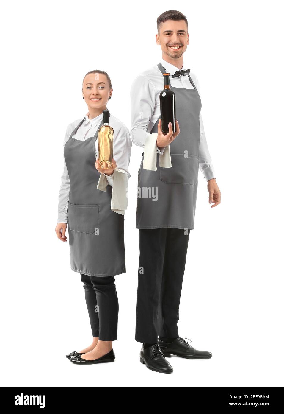 Portrait of waiters on white background Stock Photo - Alamy