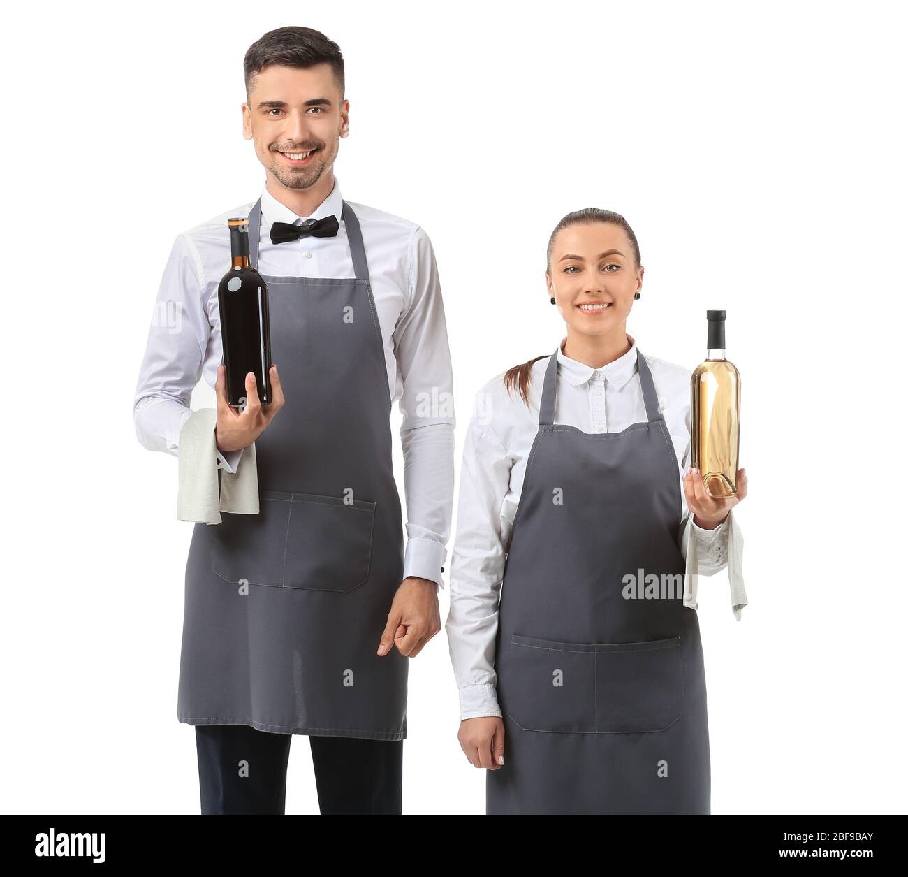 Portrait of waiters on white background Stock Photo - Alamy