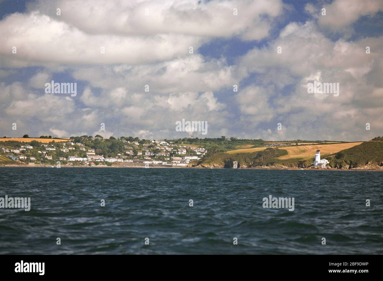 The entrance to Carrick Roads, with St Mawes ahead, and the lighthouse ...