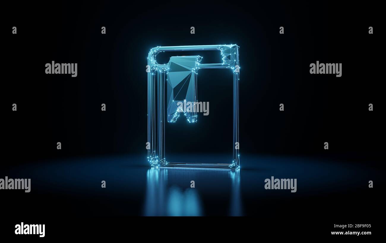 3d rendering wireframe digital techno neon glowing symbol of agenda ...