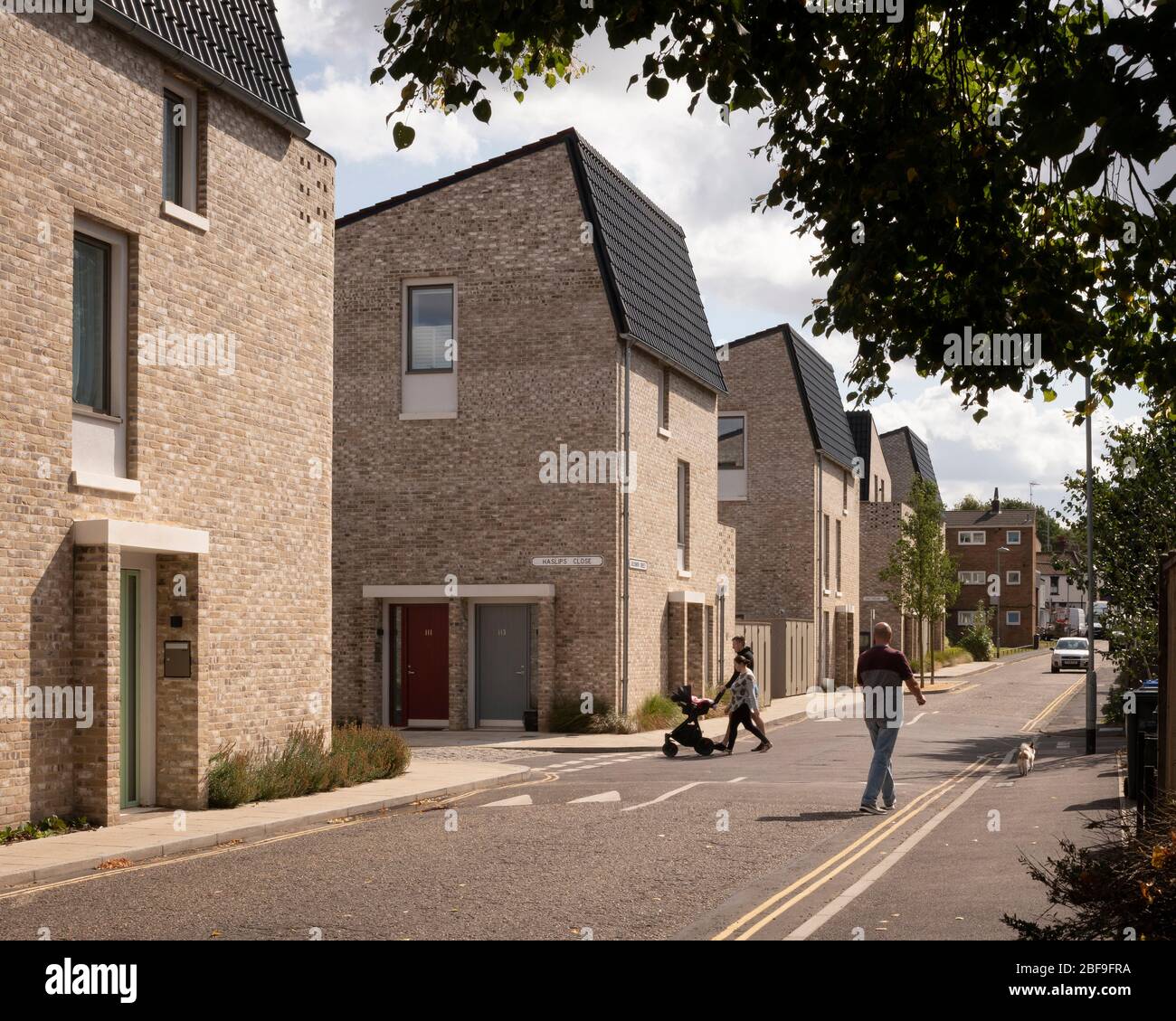 View along street with pedestrians. Goldsmith Street, Norwich, United ...