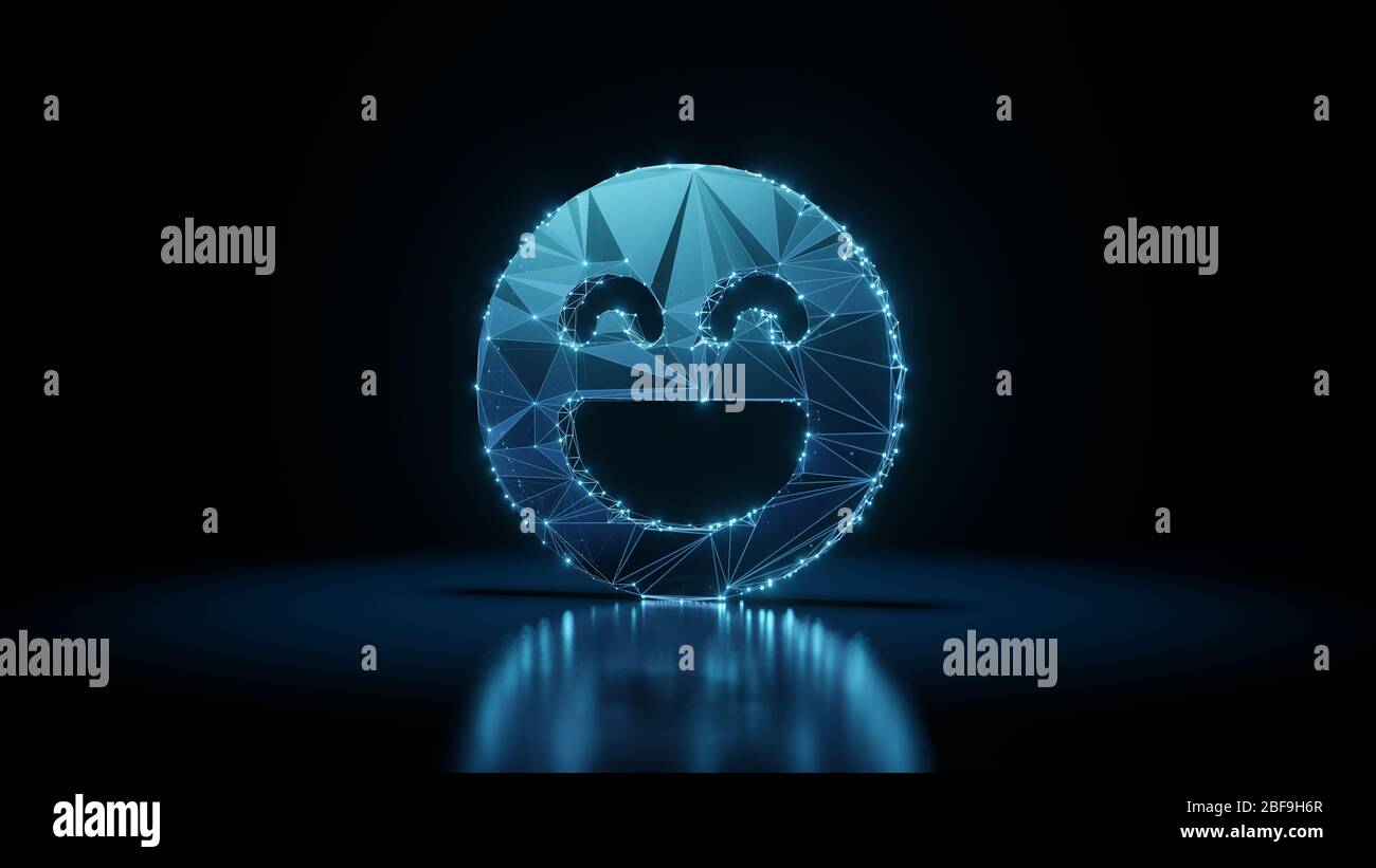 3d rendering wireframe digital techno neon glowing symbol of goofy ...
