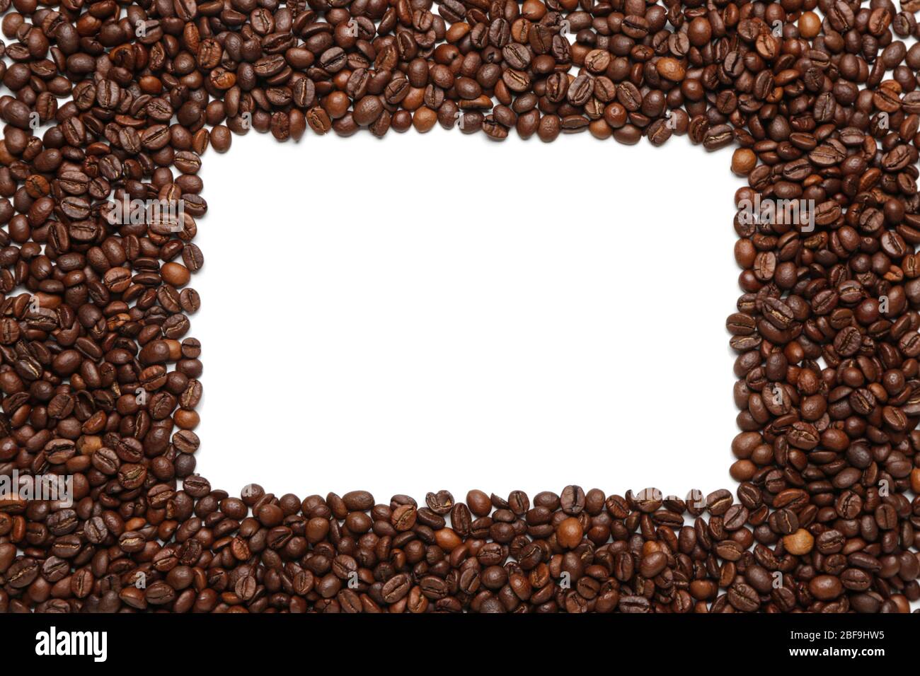 Frame made of coffee beans on white background Stock Photo - Alamy