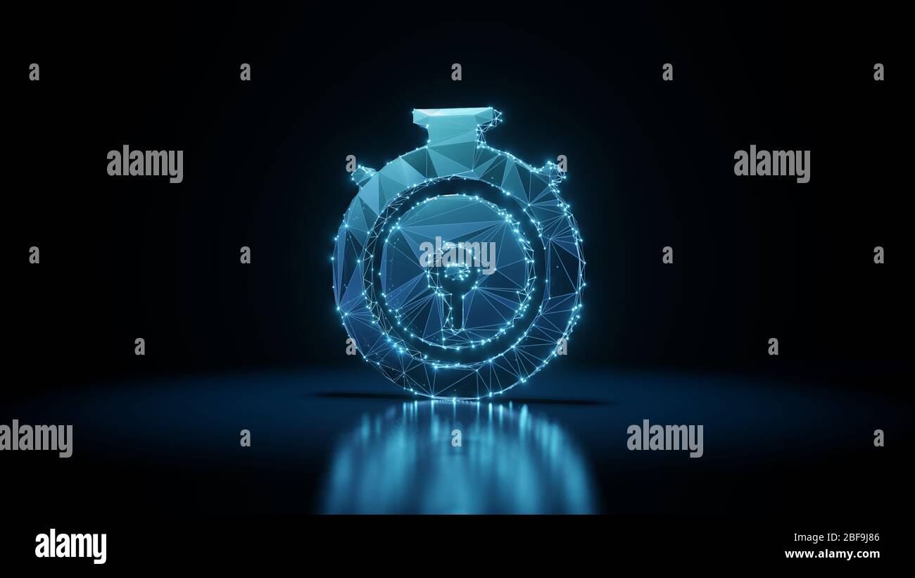 3d Rendering Wireframe Digital Techno Neon Glowing Symbol Of Circular