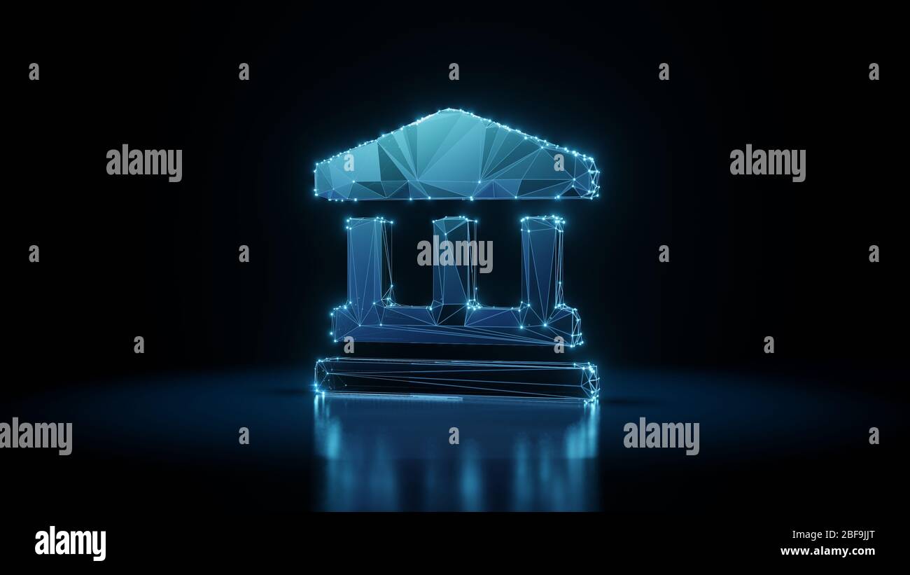 3d rendering wireframe digital techno neon glowing symbol of ancient ...