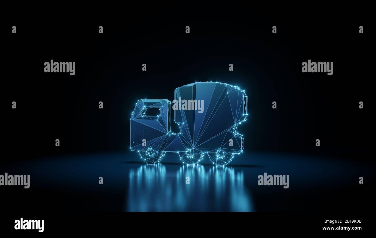 3d Rendering Wireframe Digital Techno Neon Glowing Symbol Of Concrete