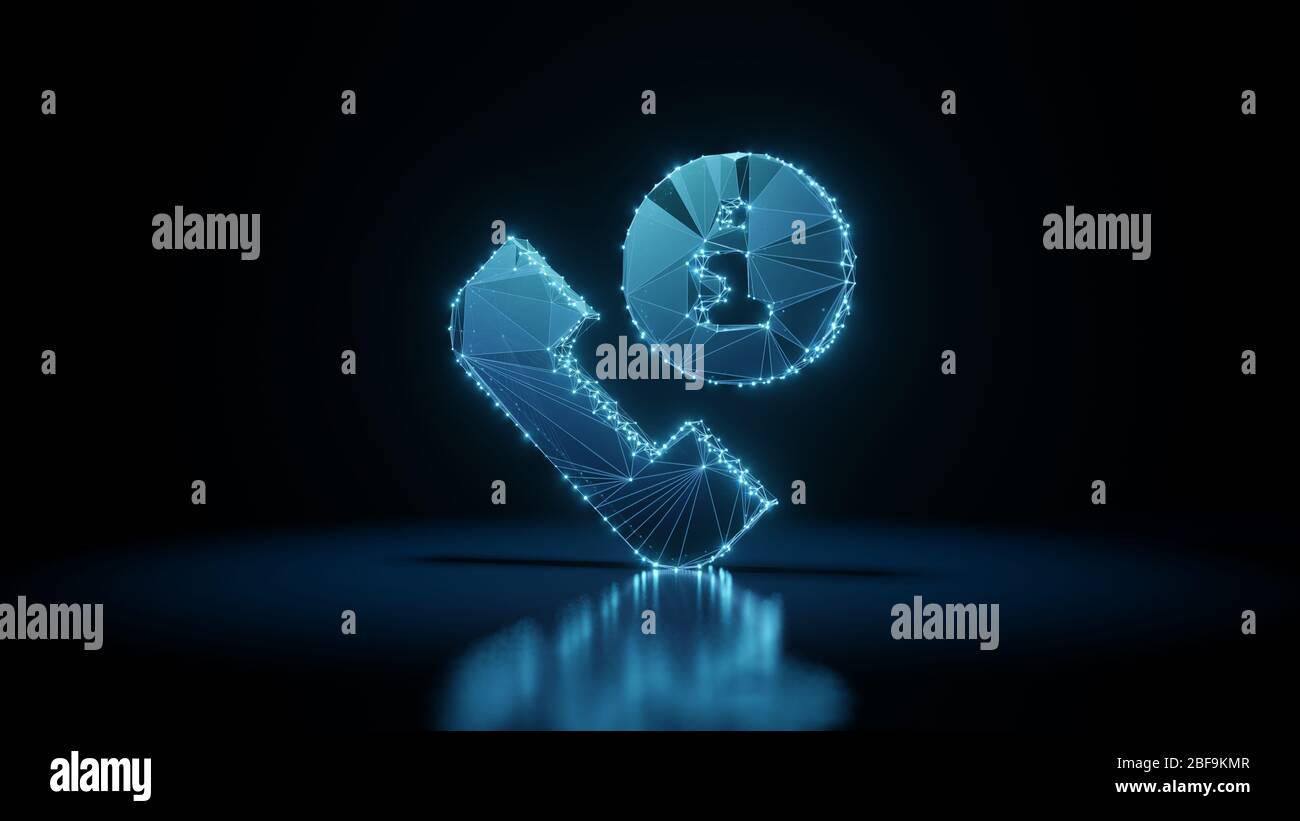 3d rendering wireframe digital techno neon glowing symbol of headphone with information symbol ...