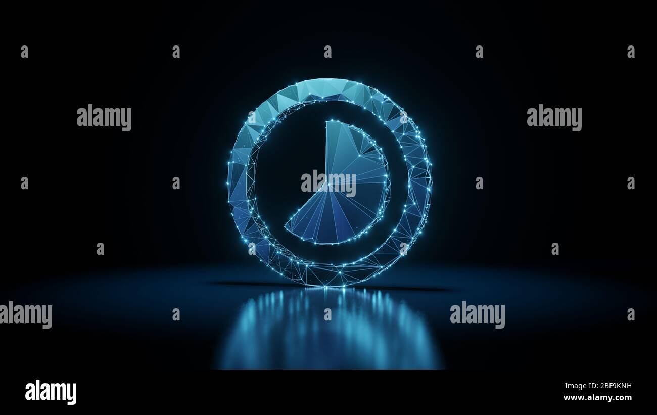 3d rendering wireframe digital techno neon glowing symbol of camera ...