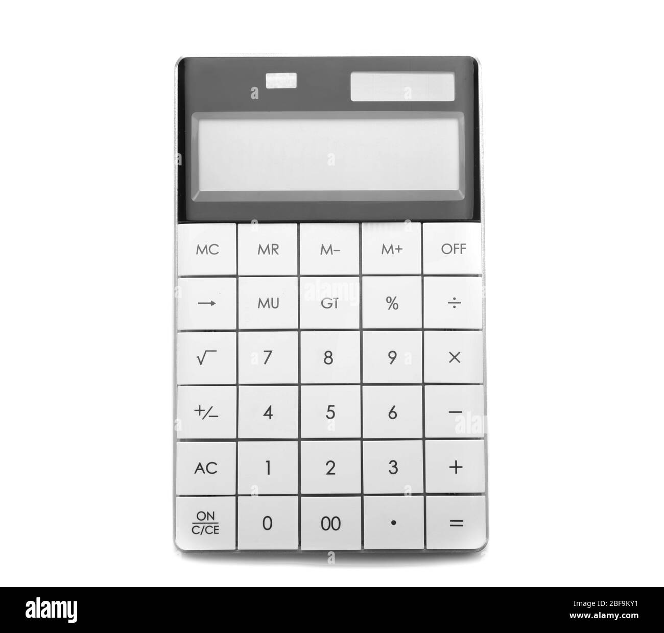 Modern calculator on white background Stock Photo - Alamy