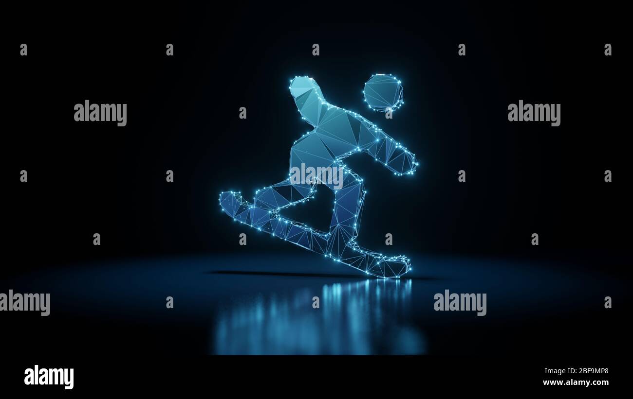3d rendering wireframe digital techno neon glowing symbol of ...