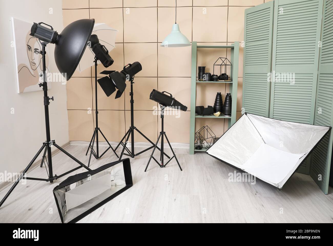 Interior of photo studio with modern equipment Stock Photo - Alamy