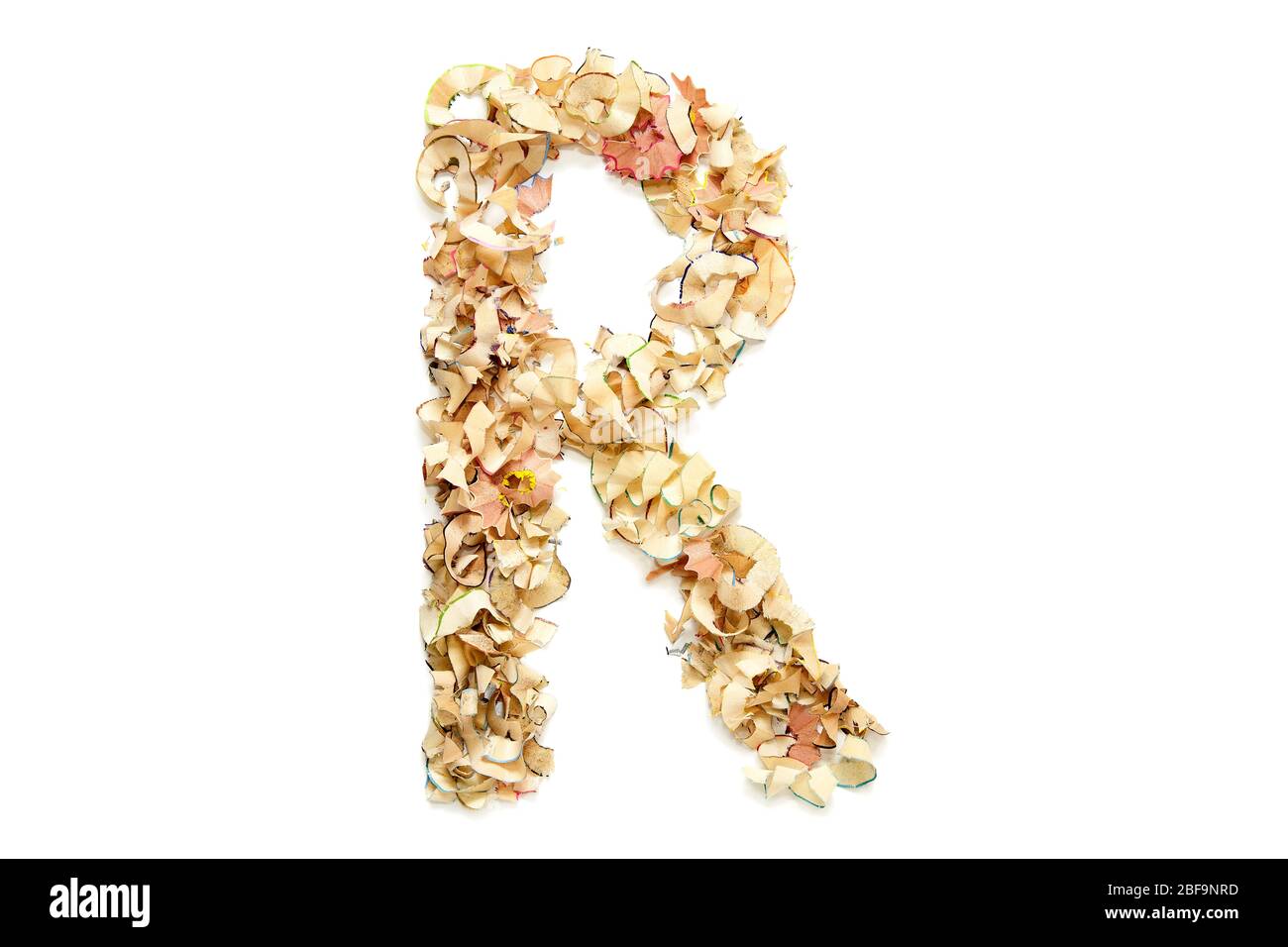 Letter R made from coloured pencil shavings for use in your design ...
