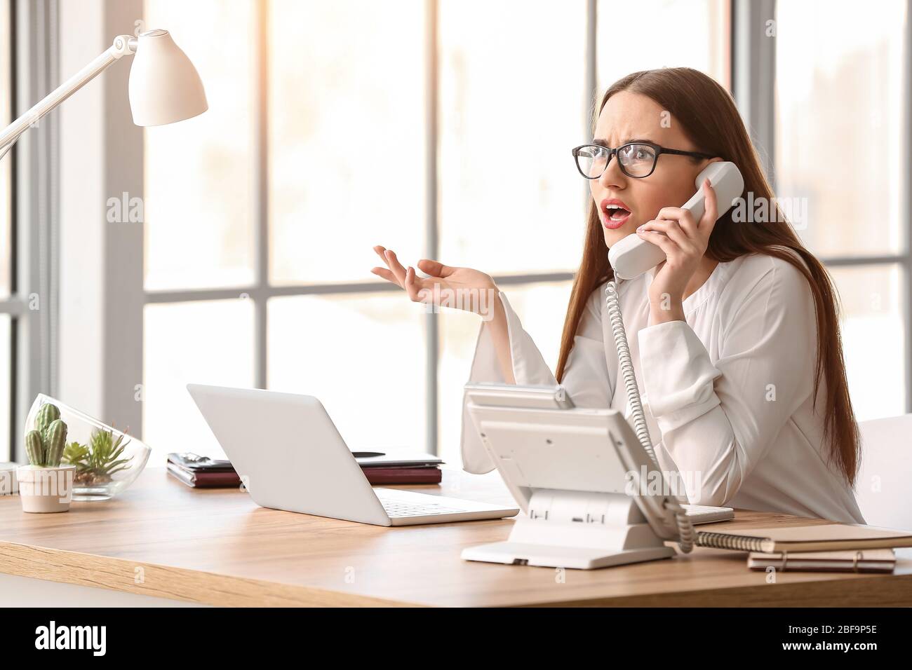 Beautiful young secretary working in office Stock Photo - Alamy