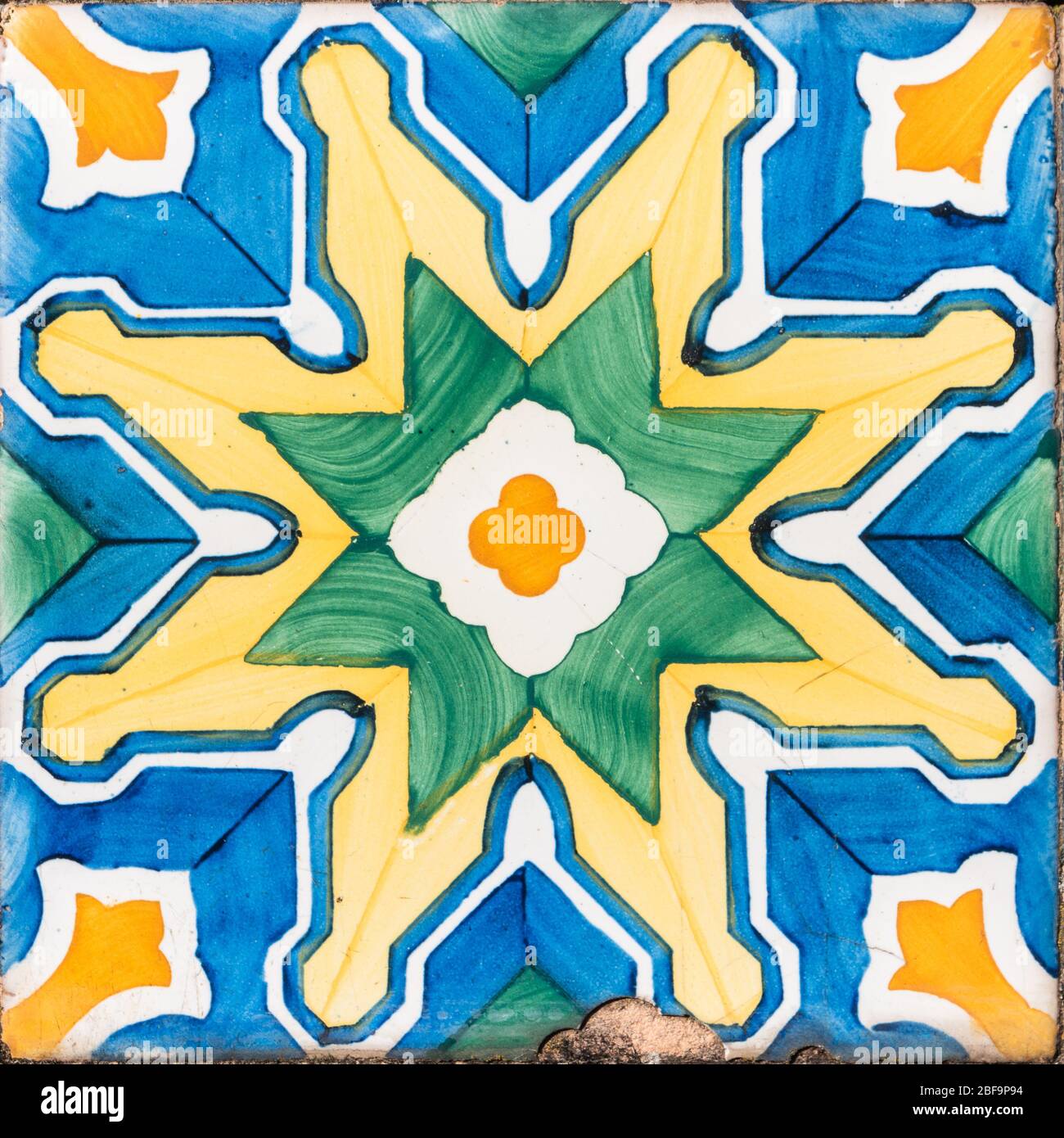 Closeup detail of old Portuguese glazed tiles Stock Photo - Alamy