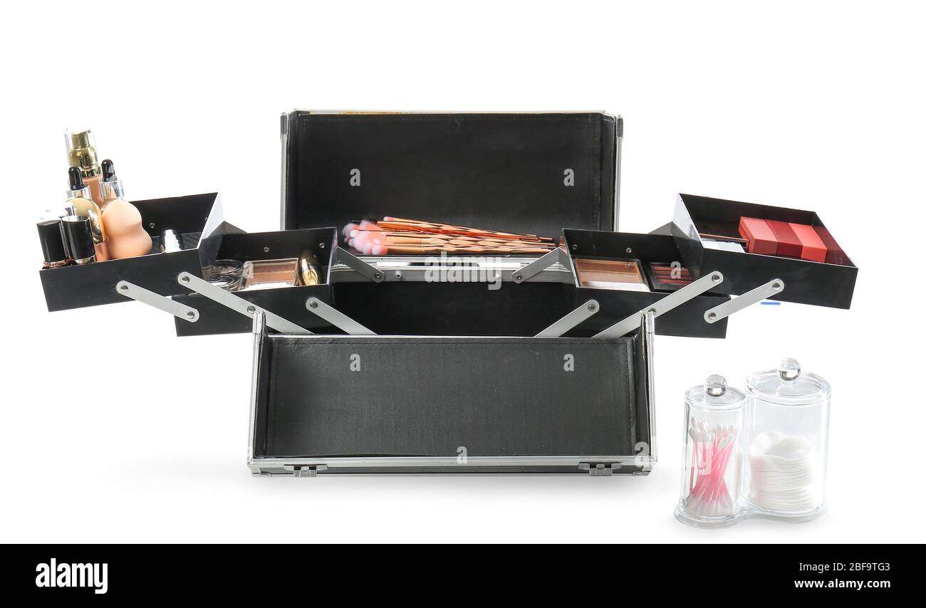 Case of professional makeup artist on white background Stock Photo - Alamy