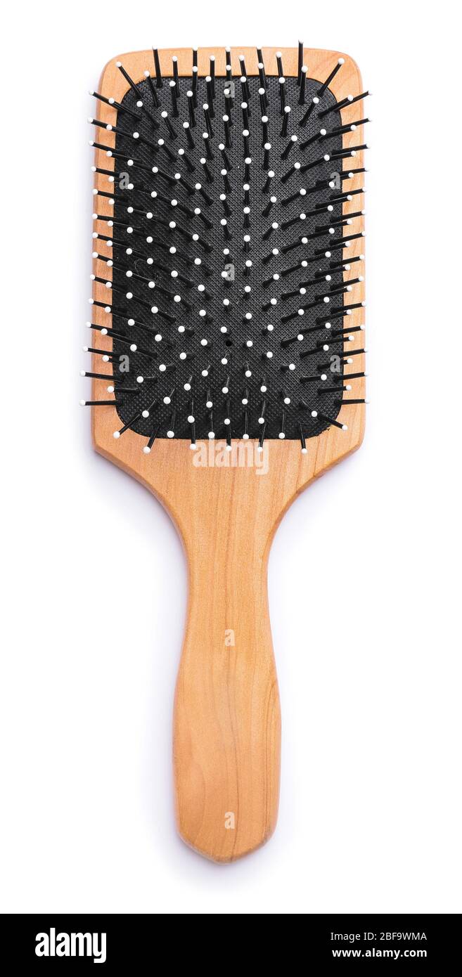 Hair brush on white background Stock Photo - Alamy