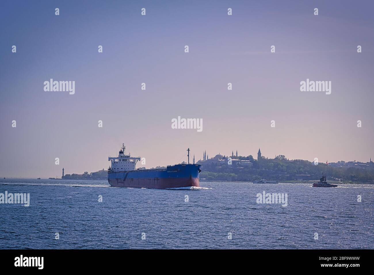 Container ship passing through Istanbul Strait Stock Photo - Alamy