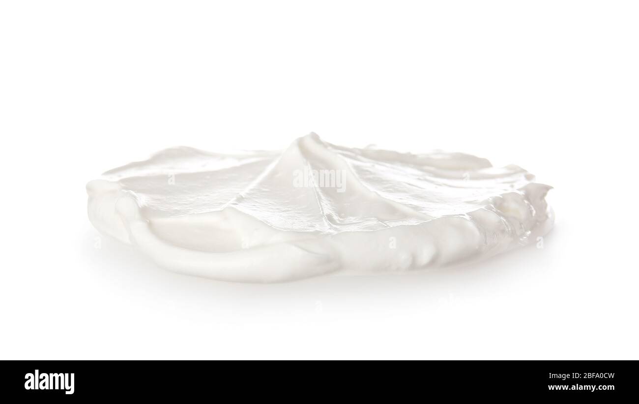 Tasty sour cream on white background Stock Photo - Alamy