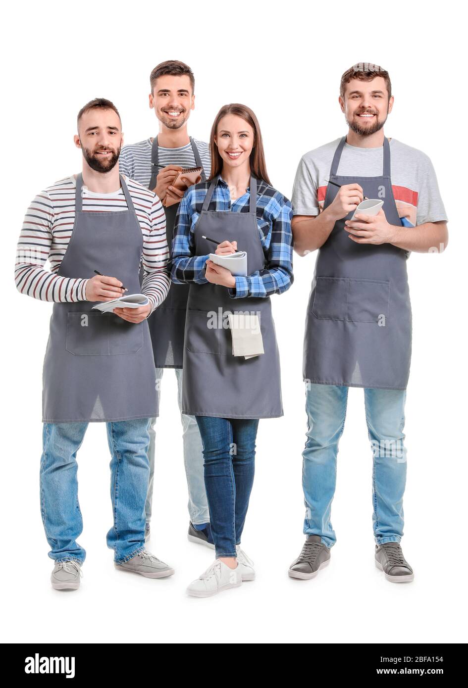 Participants of cooking classes on white background Stock Photo - Alamy