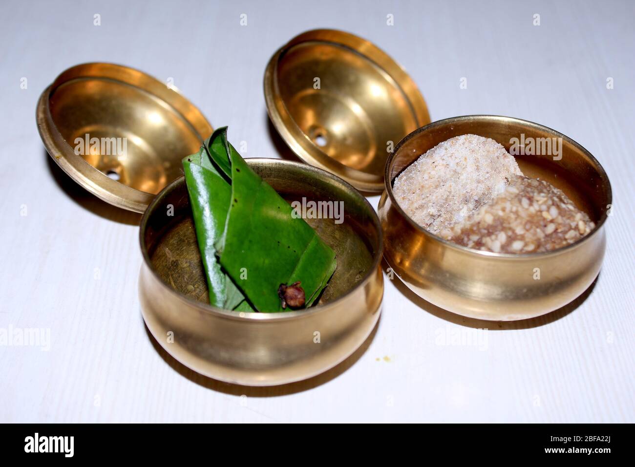 Indian Mouth Freshener Sweet Paan, betel nut leaf served in vintage ...