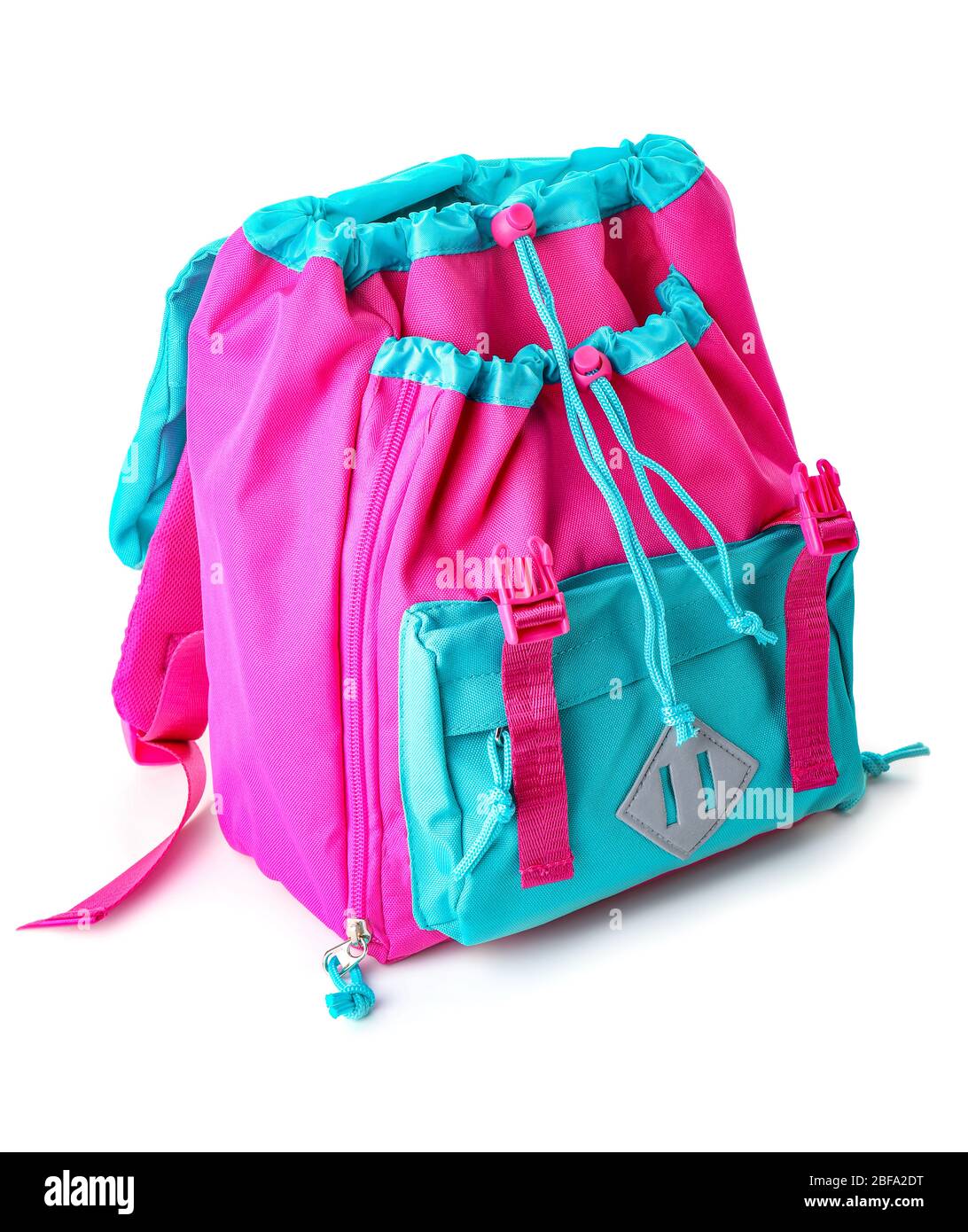 School backpack on white background Stock Photo - Alamy