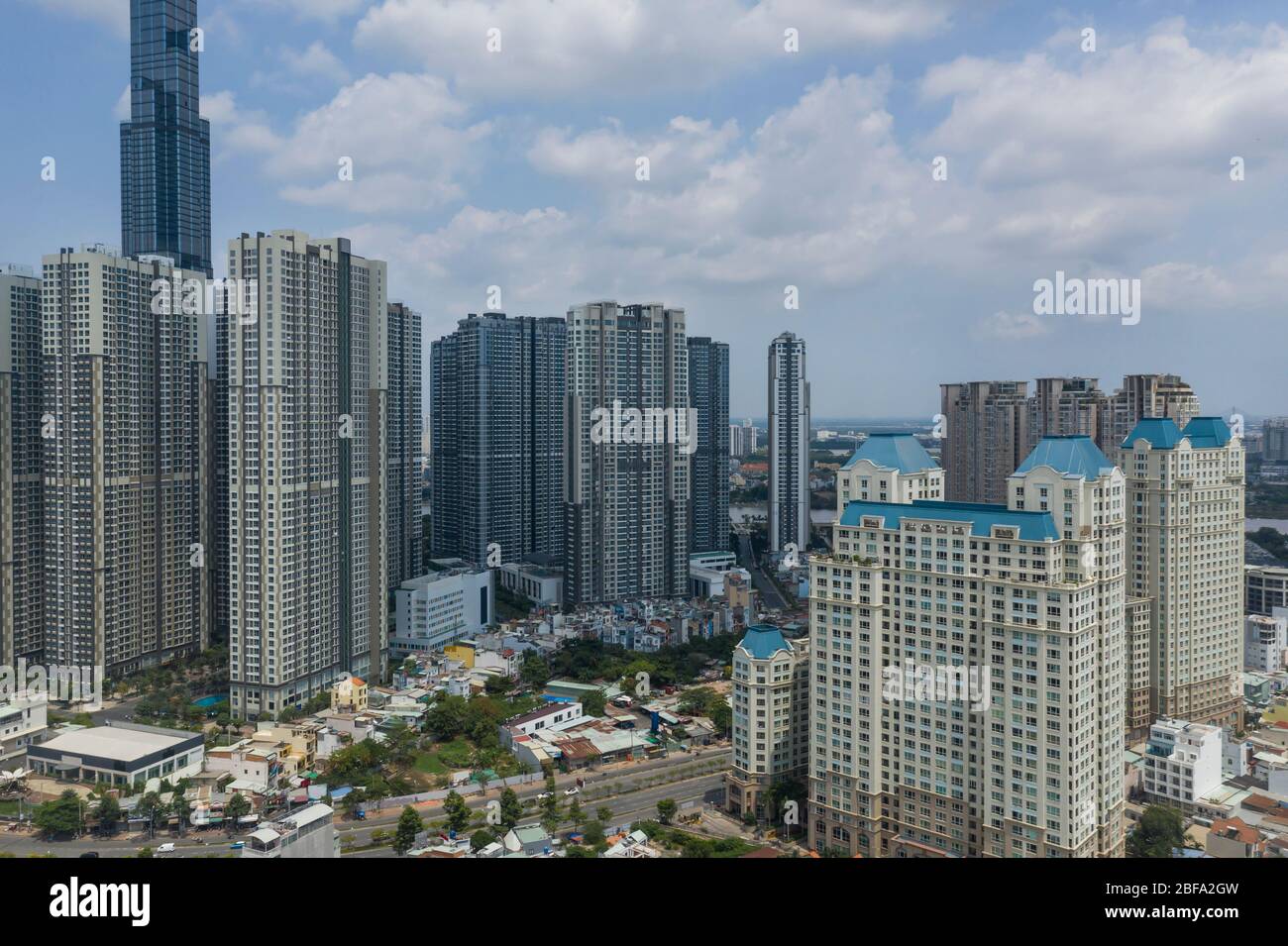 Aerial view of ultra modern high rise developments in Ho Chi Minh City ...